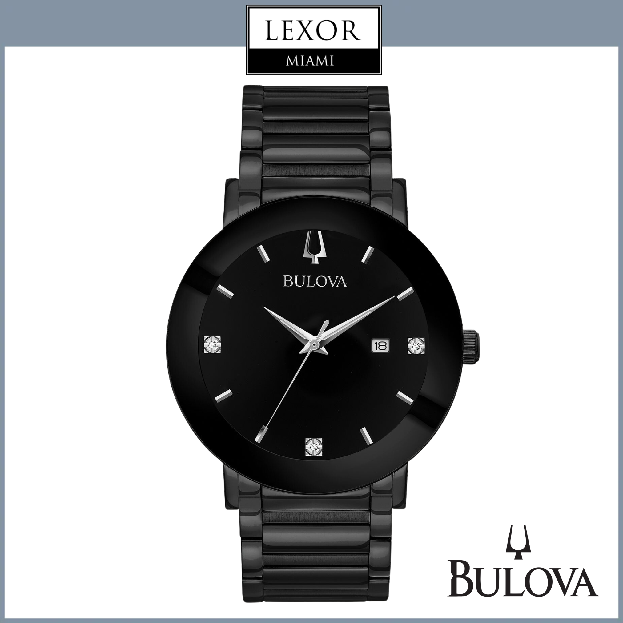 Bulova 98D144 Black Dial Stainless Steel Strap Men Watches – Lexor Miami