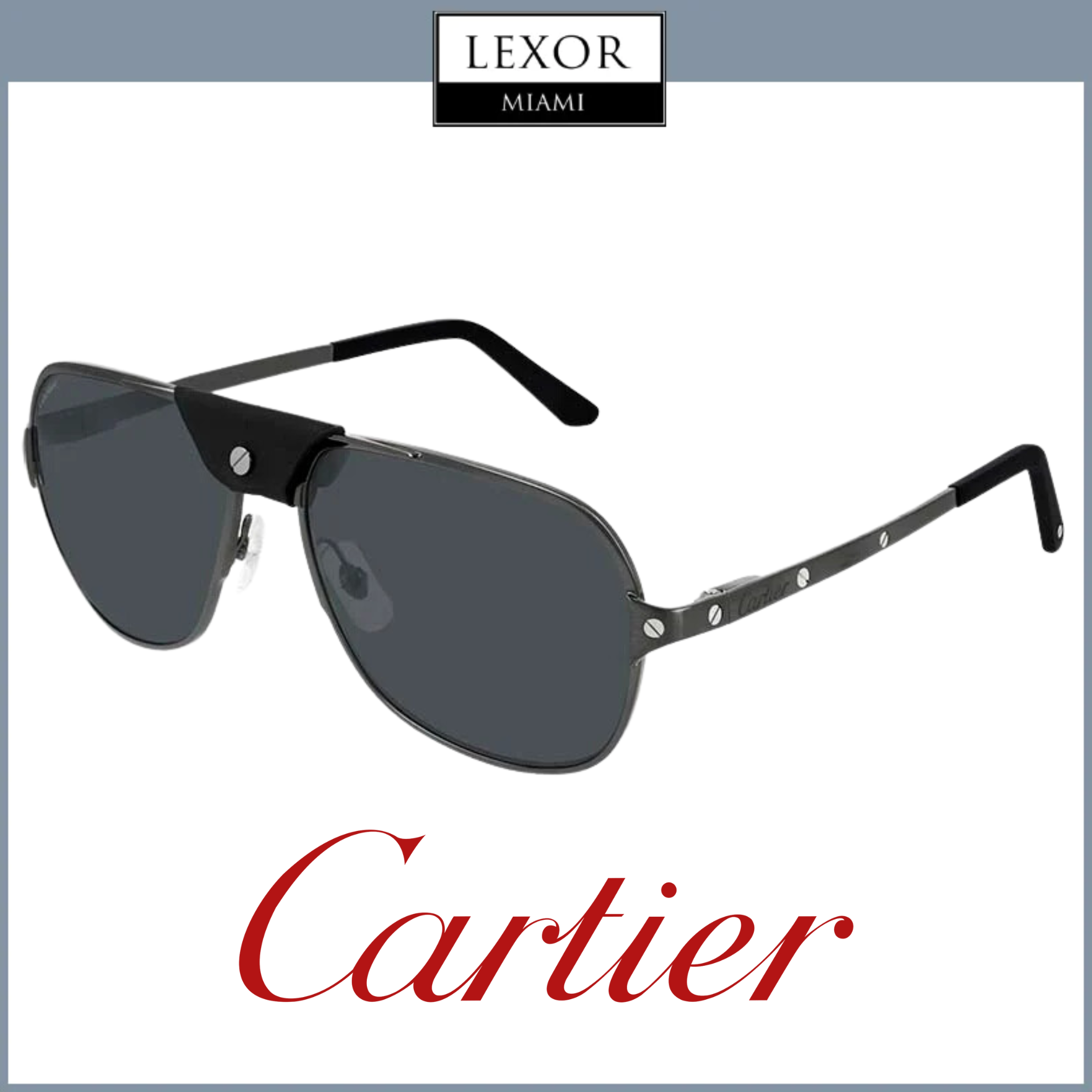 Gafas de sol unisex Cartier CT0165S-006 en color negro y gris – Lexor Miami