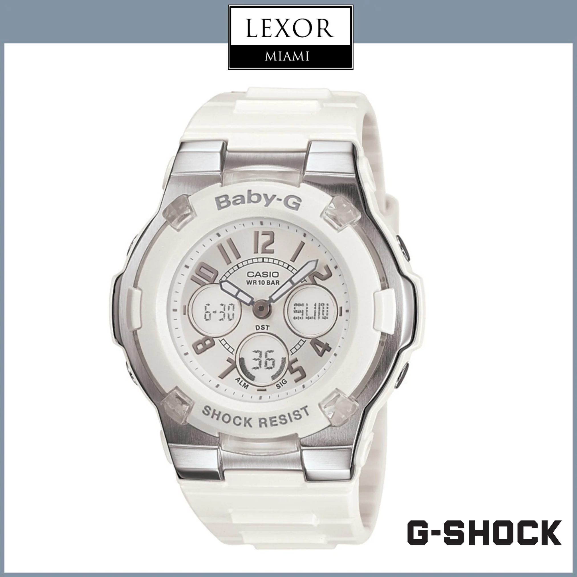 G-Shock BGA110-7B Baby-G Slim Marine Analog Digital White Resin Strap ...