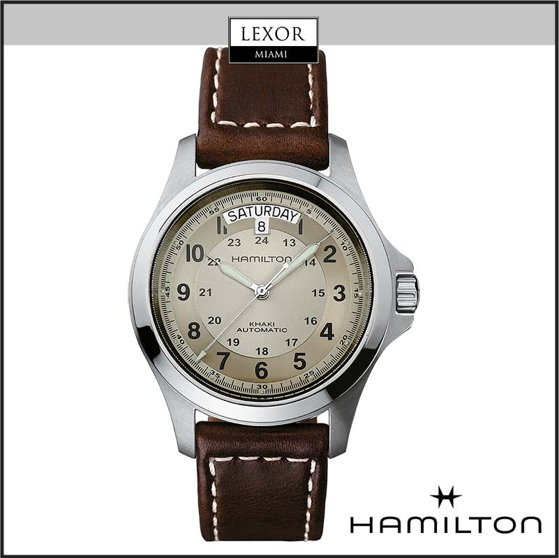 Hamilton H64455523 Khaki Field King Automatic Brown Leather Strap Men ...